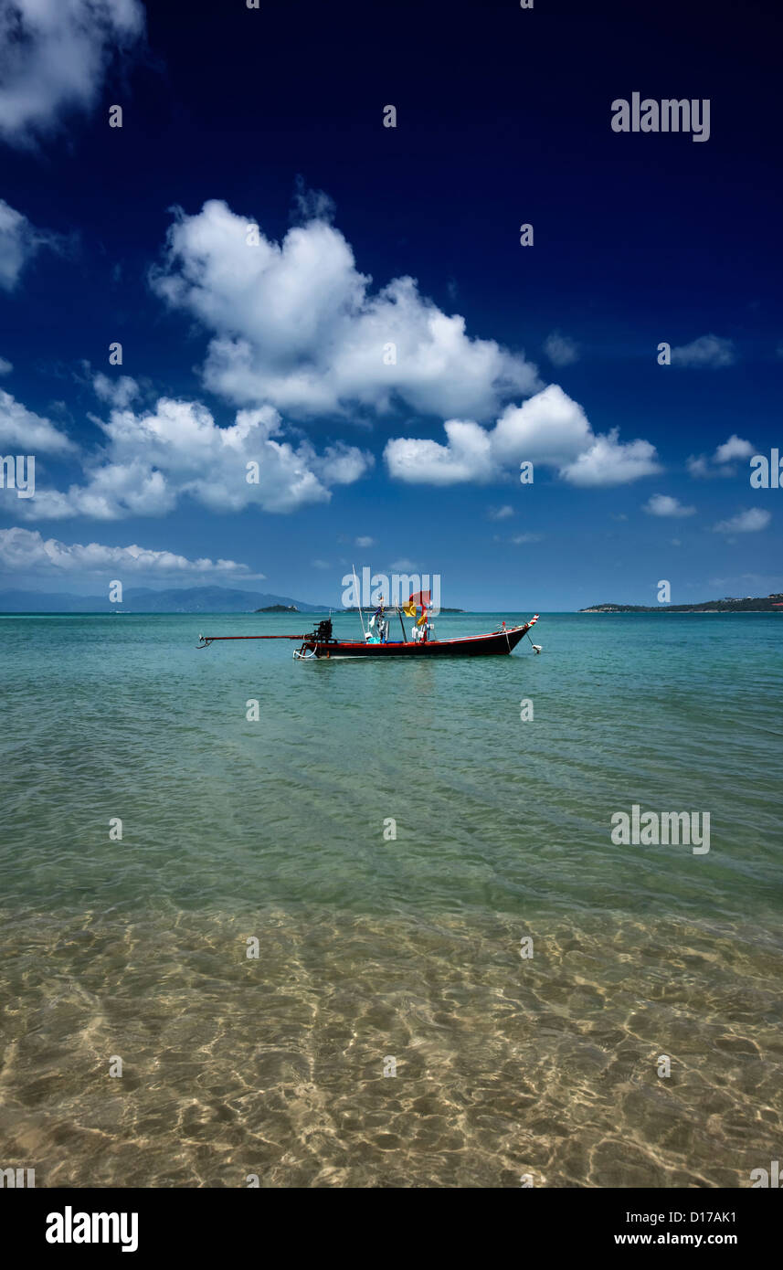 Thailand, Koh Samui (Samui Island), local wooden fishing boat in the ...