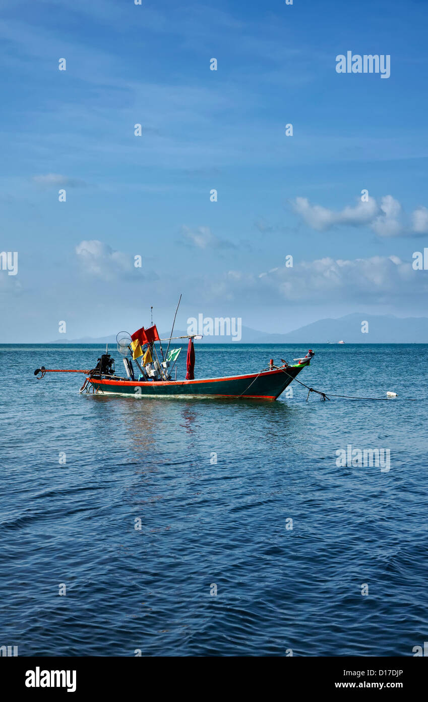 Thailand, Koh Samui (Samui Island), local wooden fishing boat in the ...