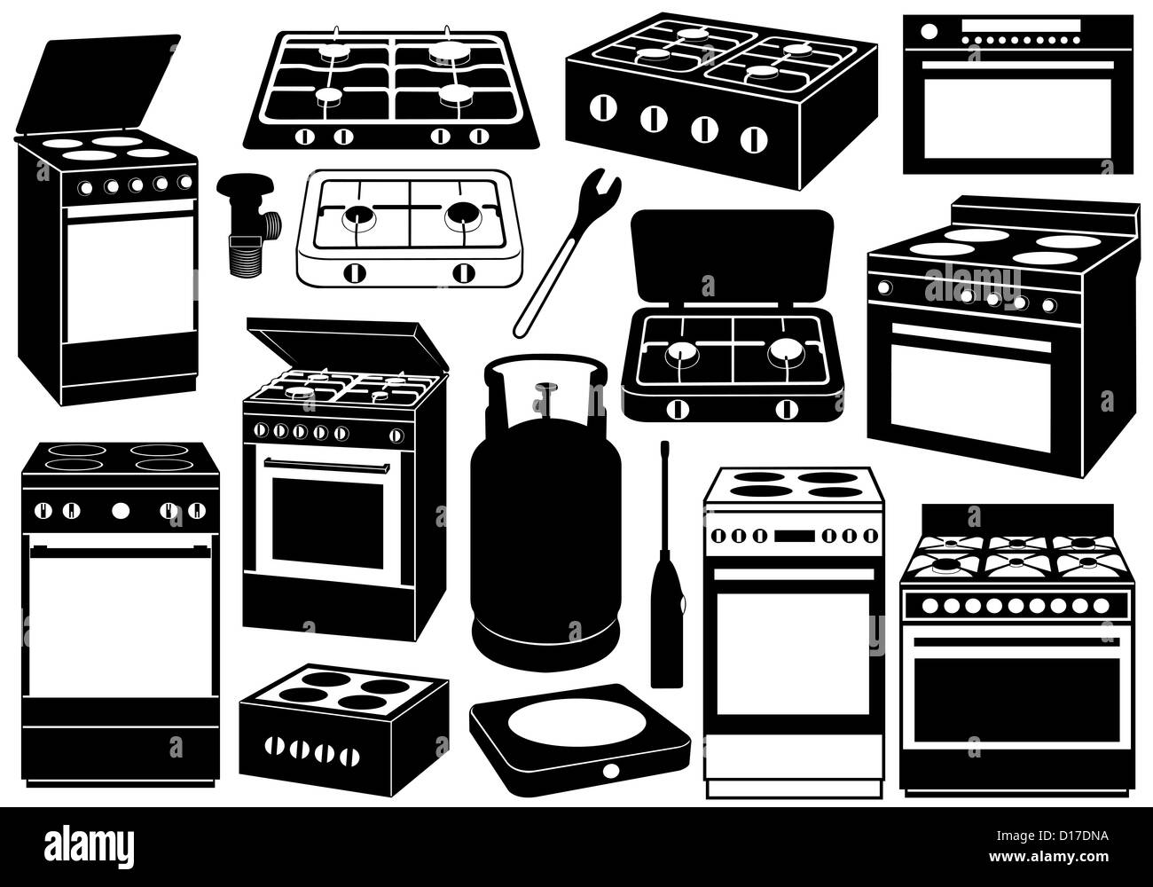 Stove set isolated on white Stock Photo - Alamy