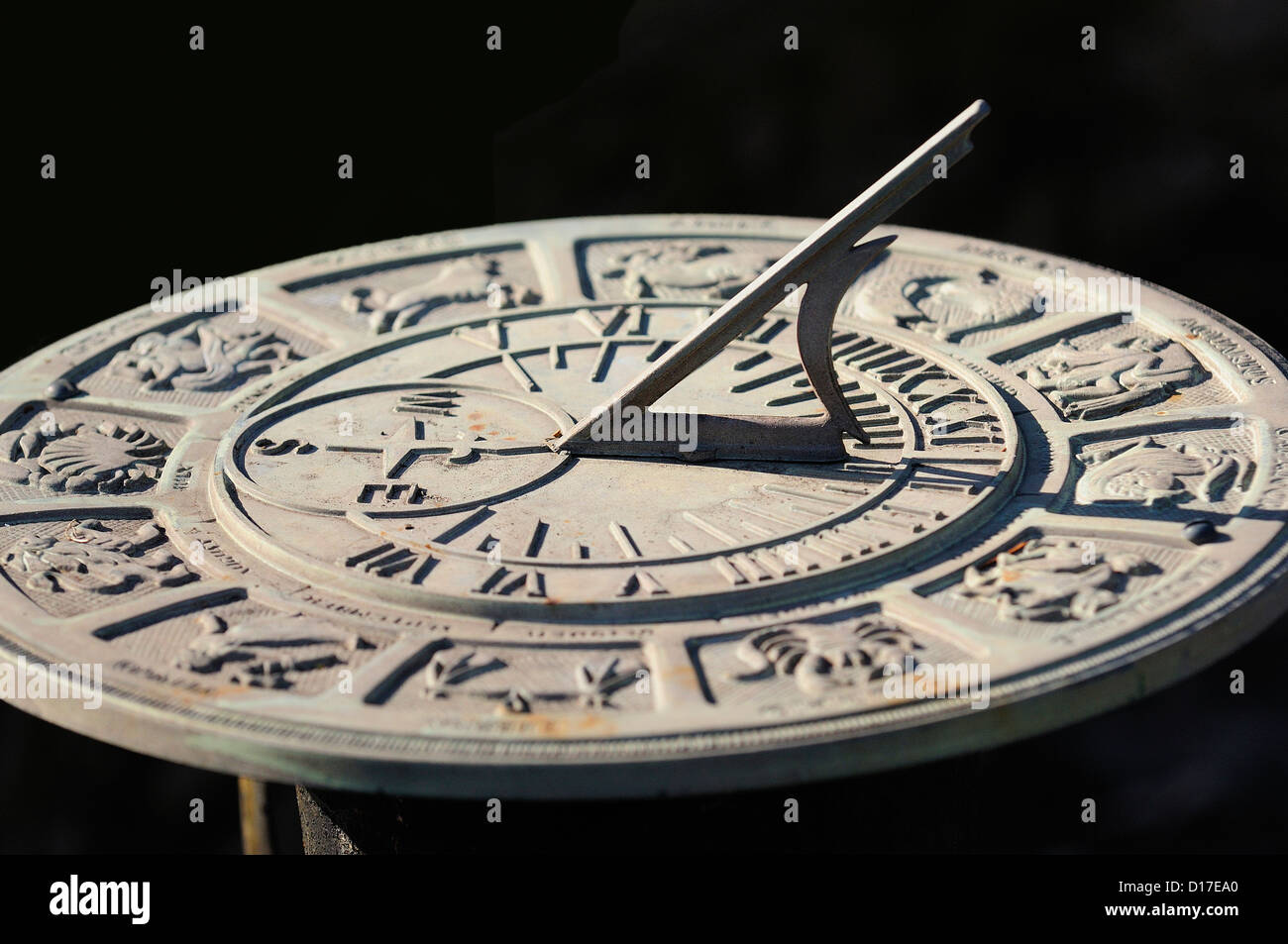 Sundial with Zodiac Astrological signs and symbols Stock Photo - Alamy