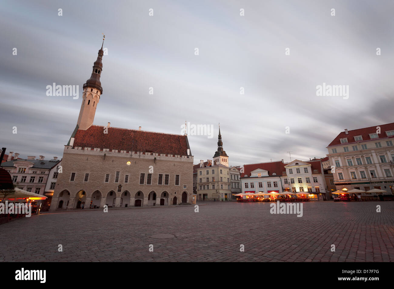 Church and buildings in town square Stock Photo - Alamy