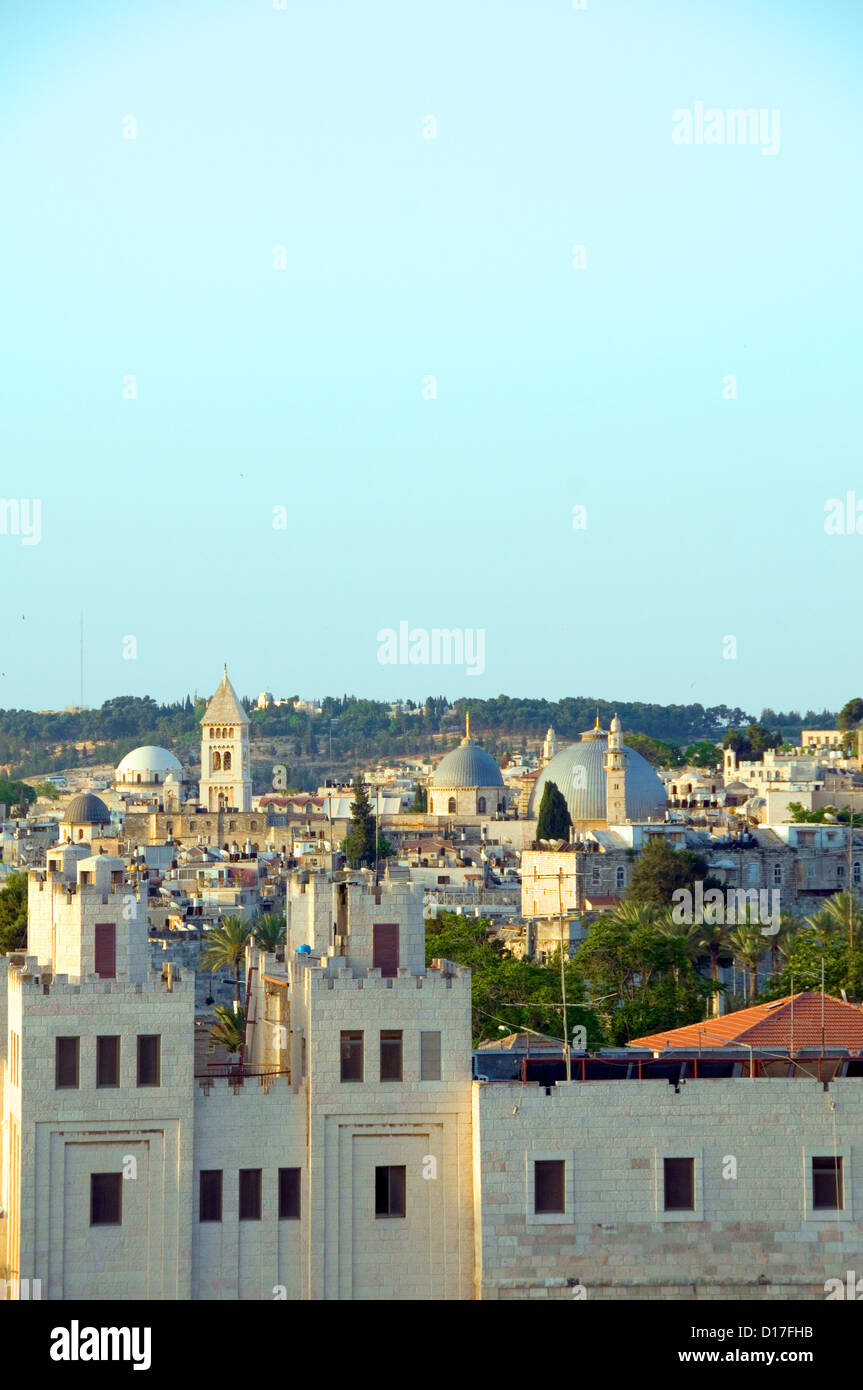 rooftop view Jerusalem Palestine Israel architecture with blue dome ...