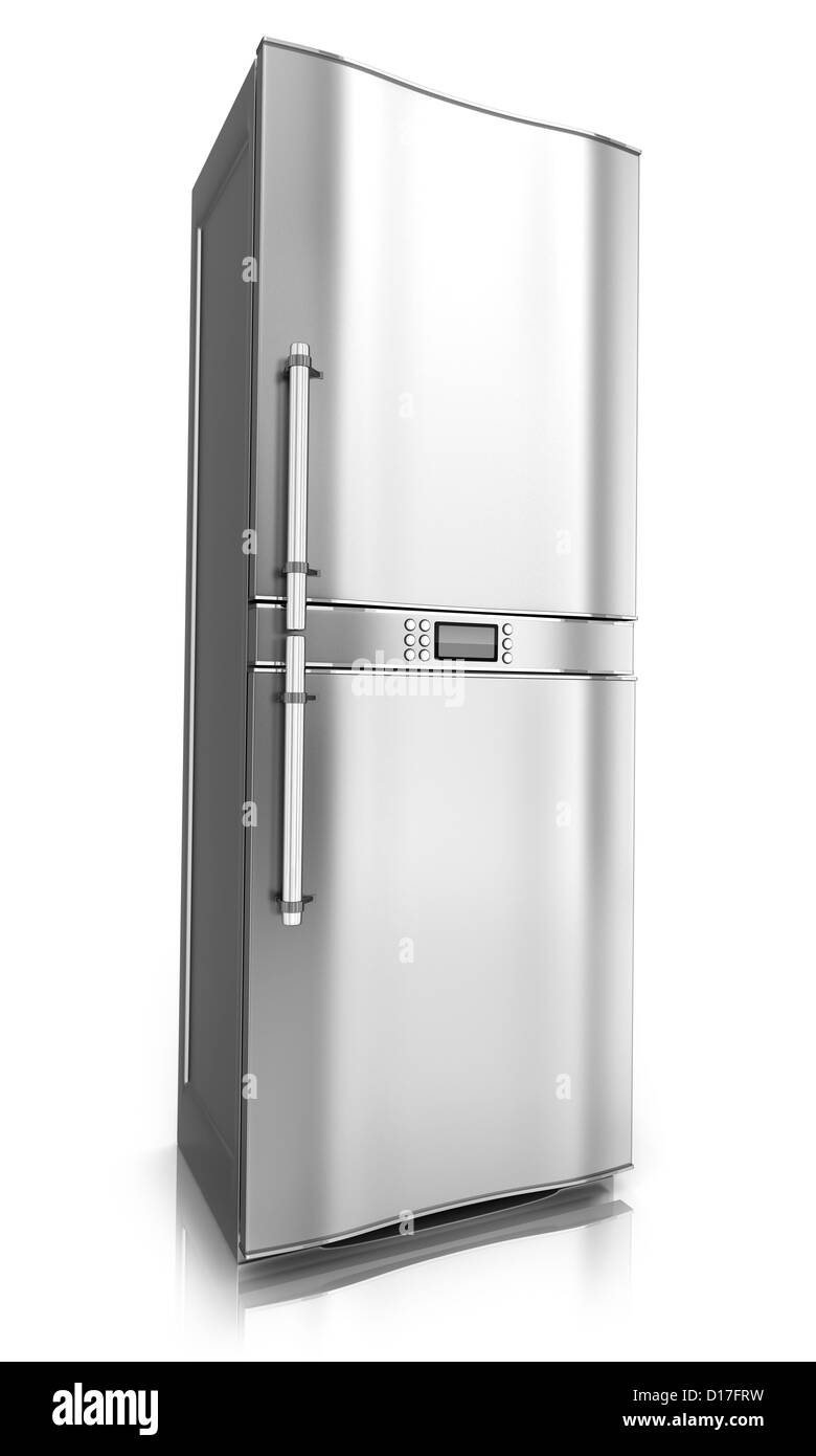 Modern fridge on white background (done in 3d Stock Photo - Alamy