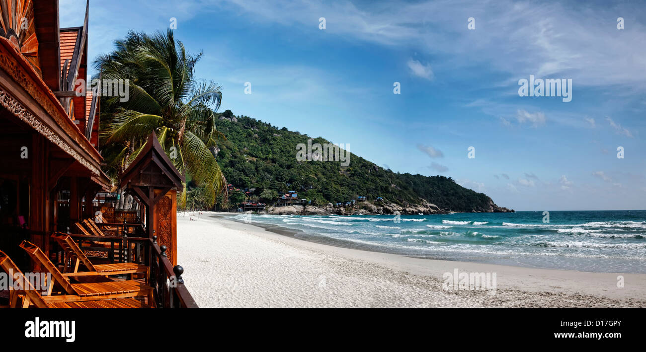 Thailand, Koh Phangan (Phangan Island), panoramic view of a beach Stock ...