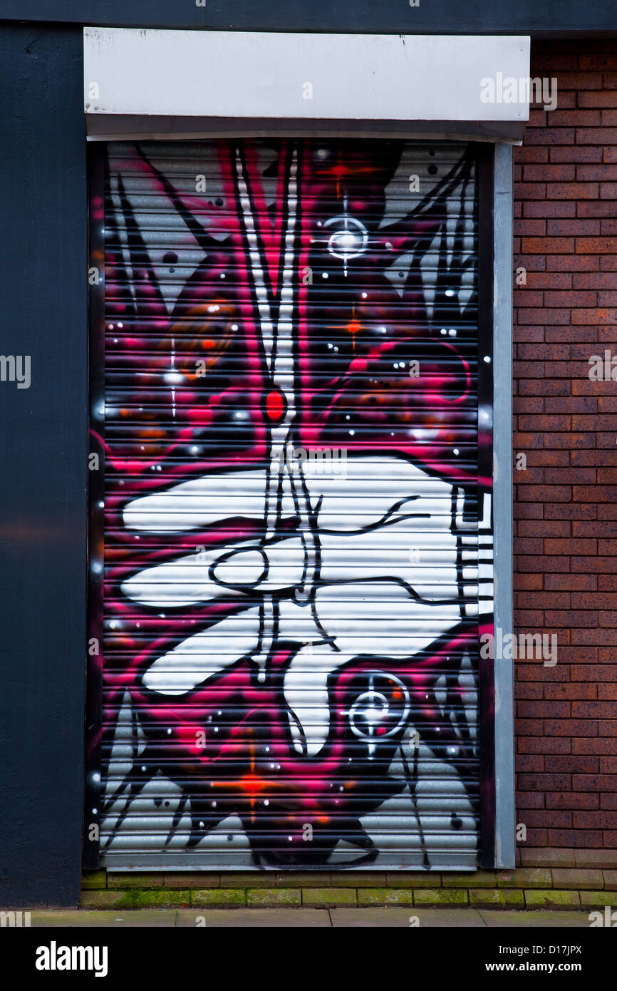 Painted Corrugated Shop Shutter Scissor Hand Graffiti in Princess ...