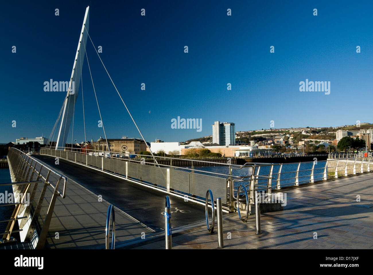 sail bridge crossing river tawe swansea glamorgan south wales uk Stock ...