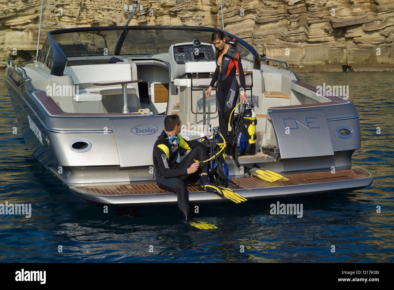 Italy, Baia (Naples), One luxury yacht (boatyard: Cantieri di Baia ...