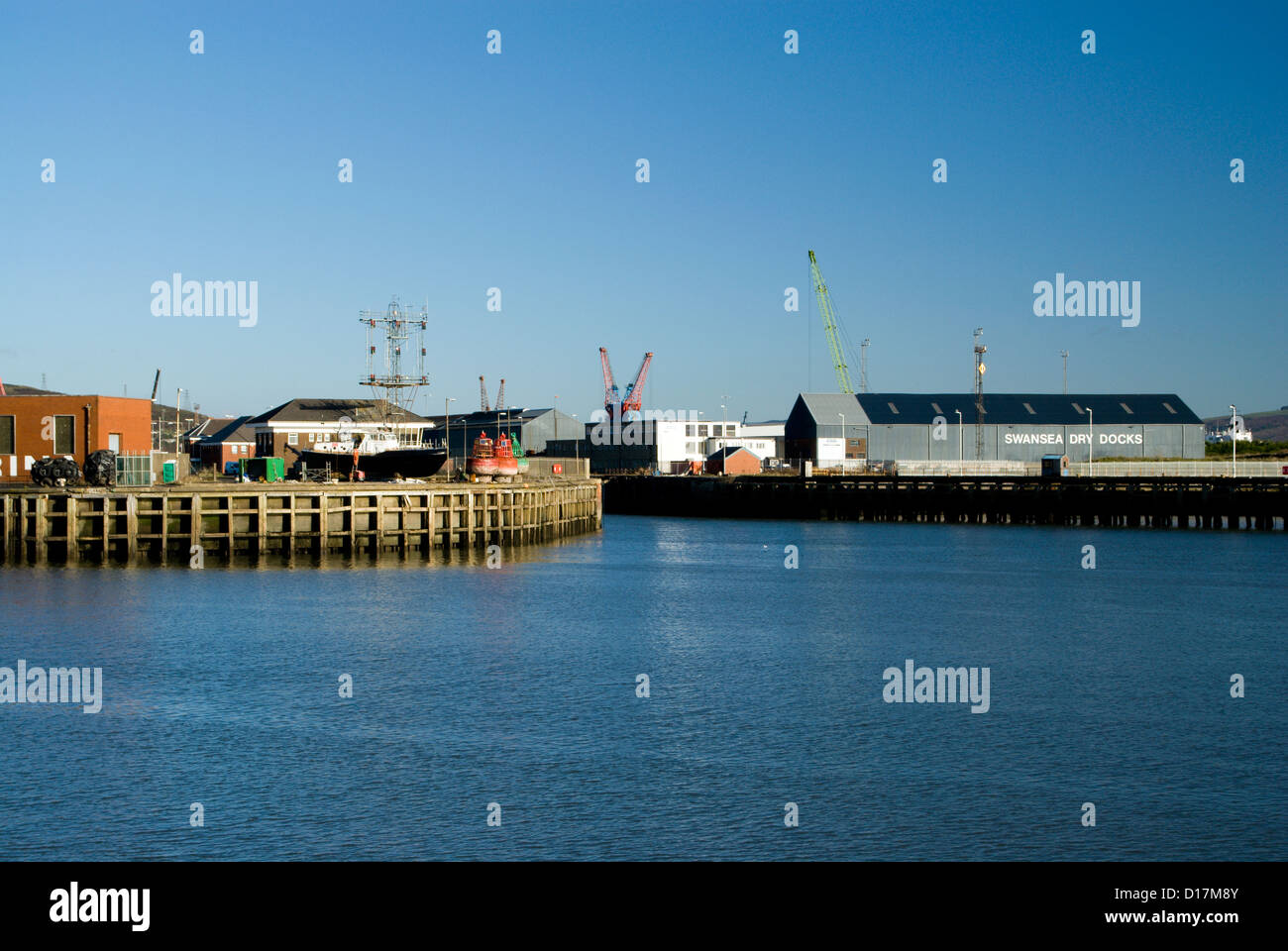 swansea docks and river tawe south wales uk Stock Photo - Alamy