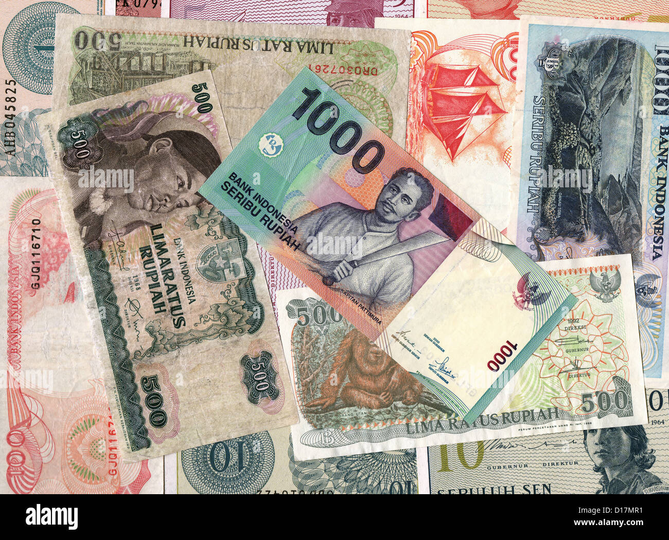 Background of Indonesia money bills - old and present banknotes Stock ...