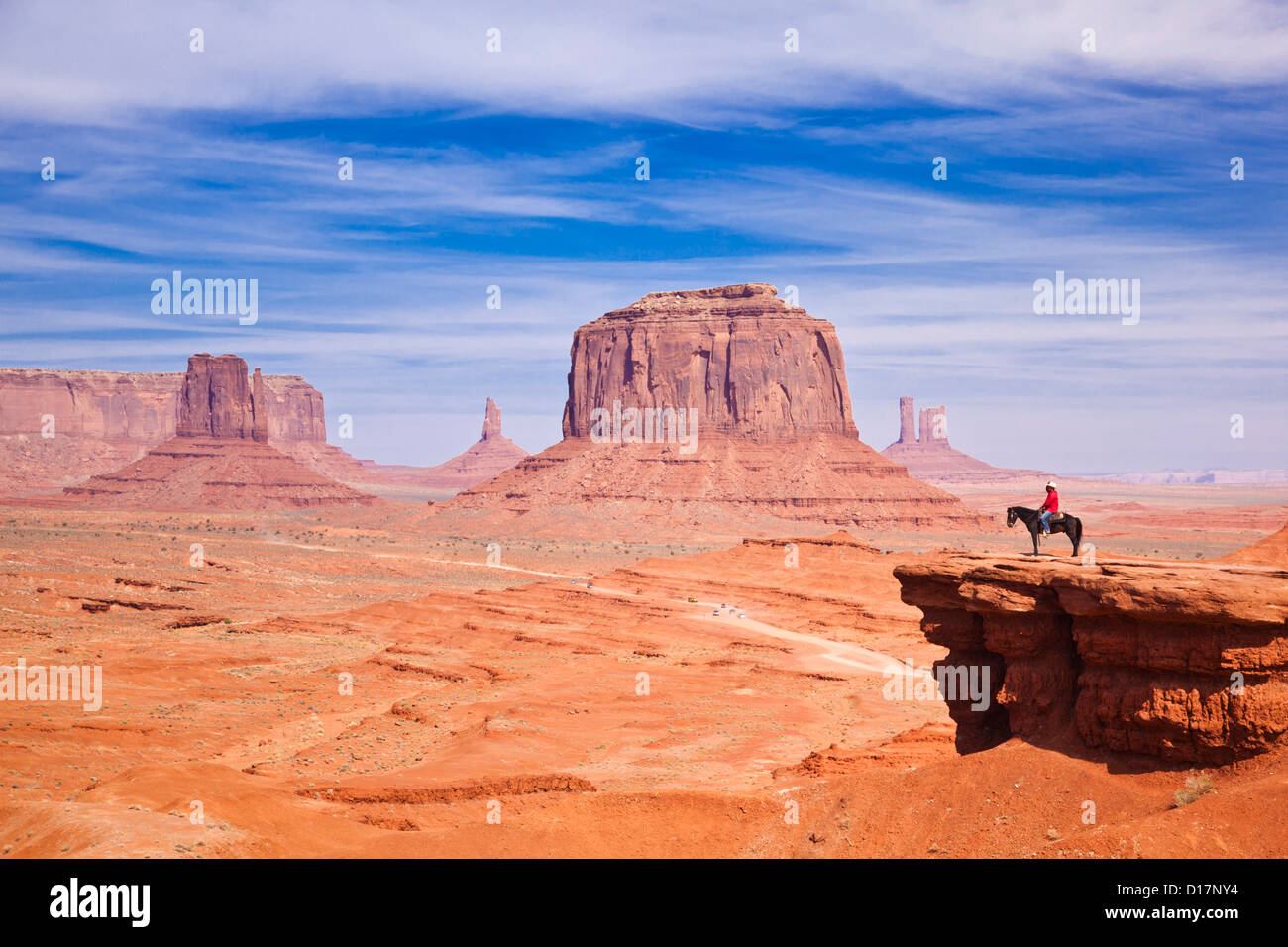 Lone Horse Rider at John Fords Point, Merrick Butte, Monument Valley ...