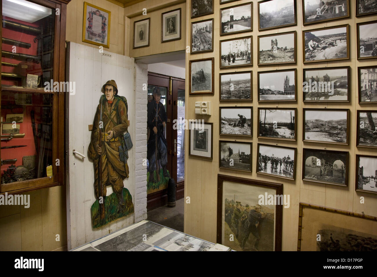 Interior of the WW1 Sanctuary Wood Museum Hill 62 showing weapons and ...