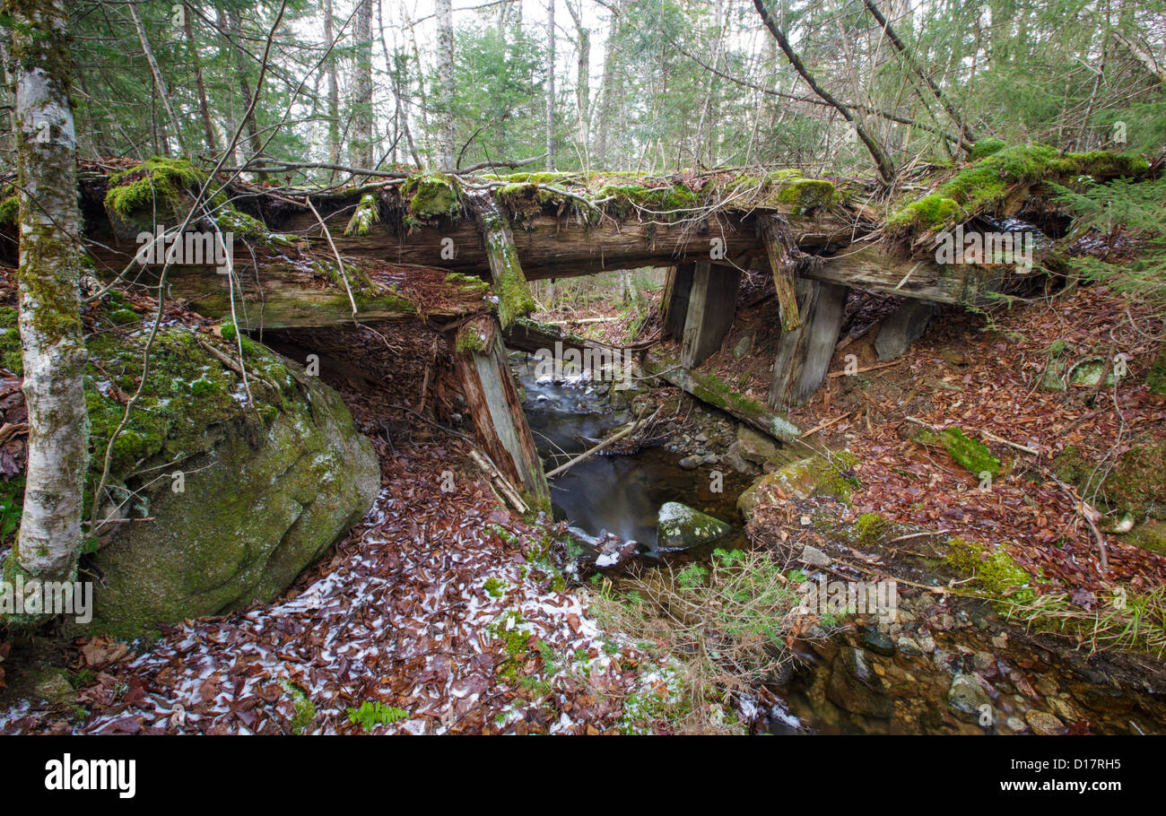 Side view of a decaying timber bridge along the abandoned Boston and ...