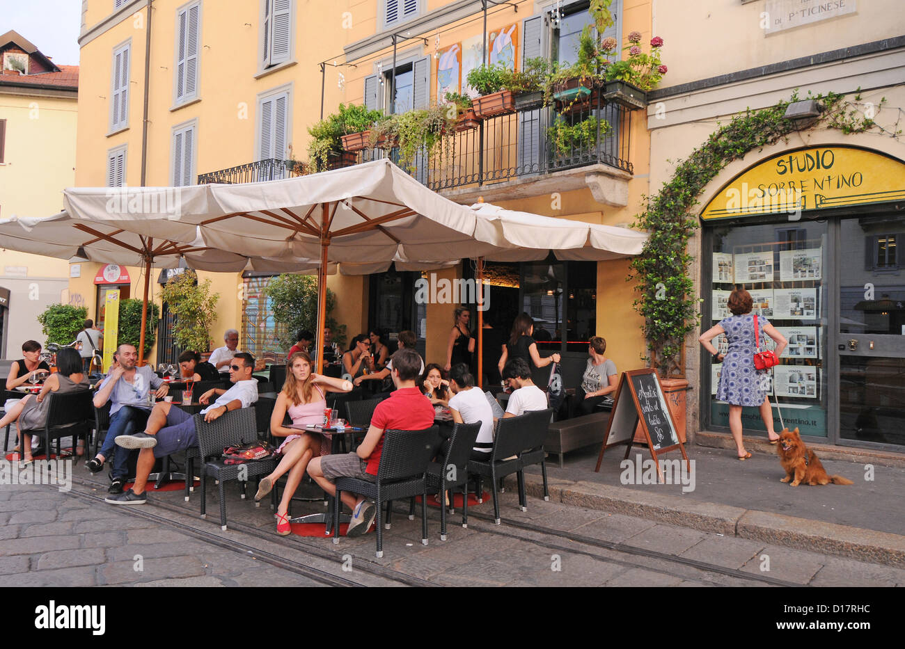 Italy, Lombardy, Milan cafe along the Naviglio Stock Photo - Alamy