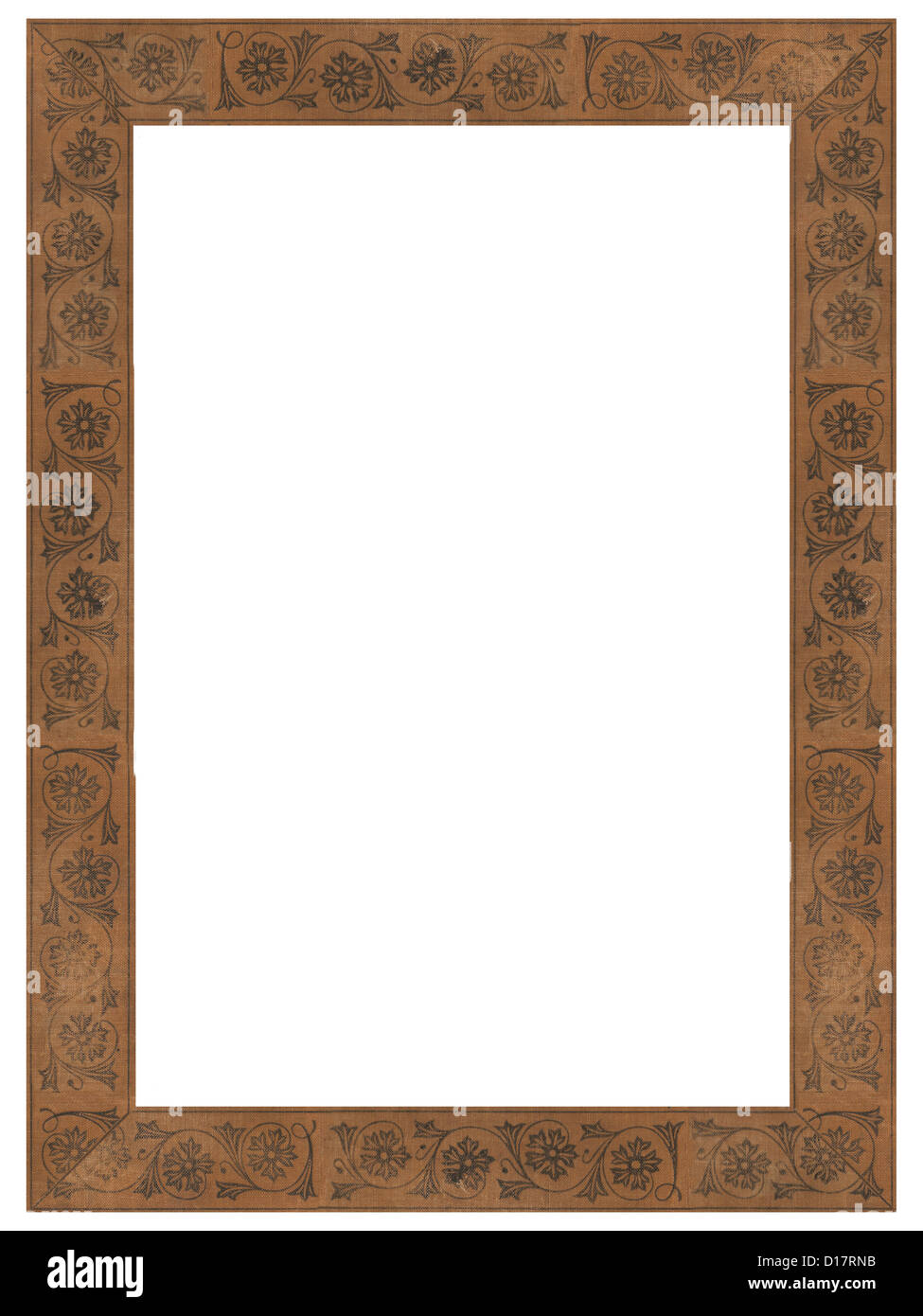 Old worn brown cloth picture frame in the arts and crafts style ...