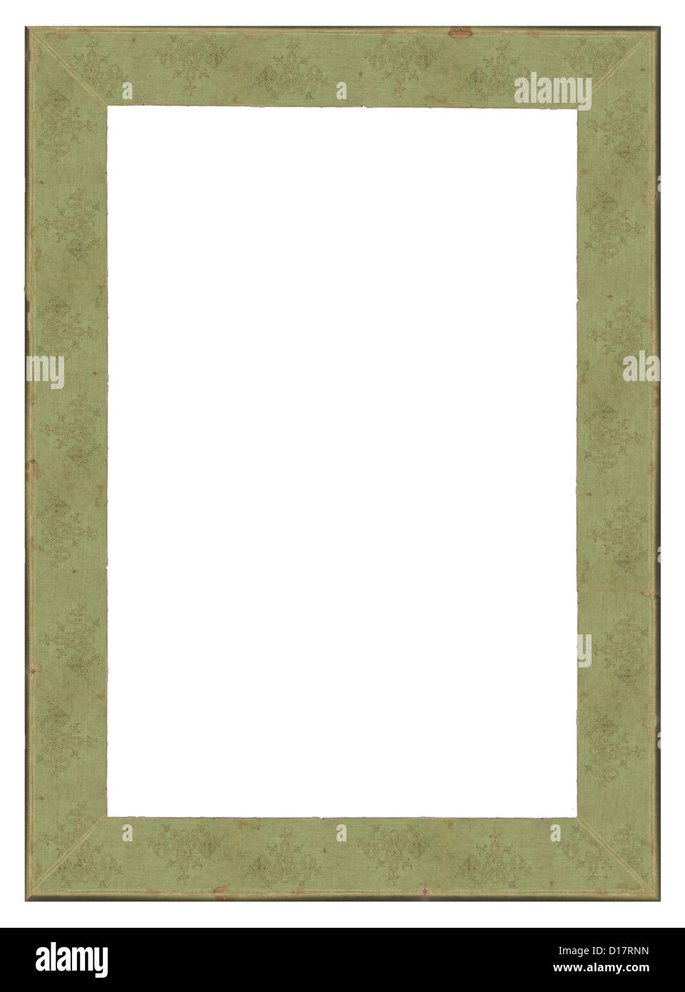 Old worn green cloth picture frame in the arts and crafts style ...