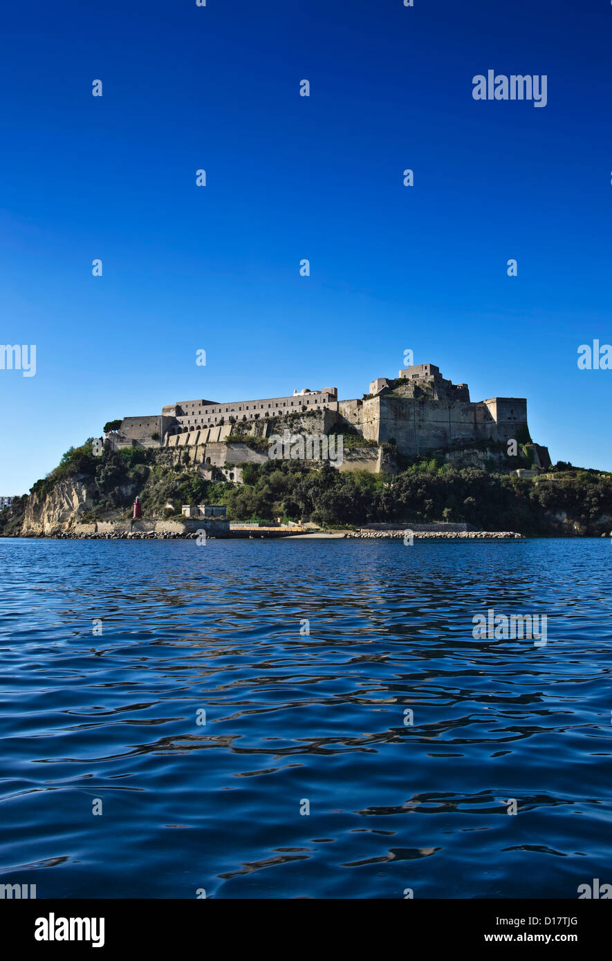 Italy, Campania, Bacoli (Naples), view of the Aragonese Baia Castle ...