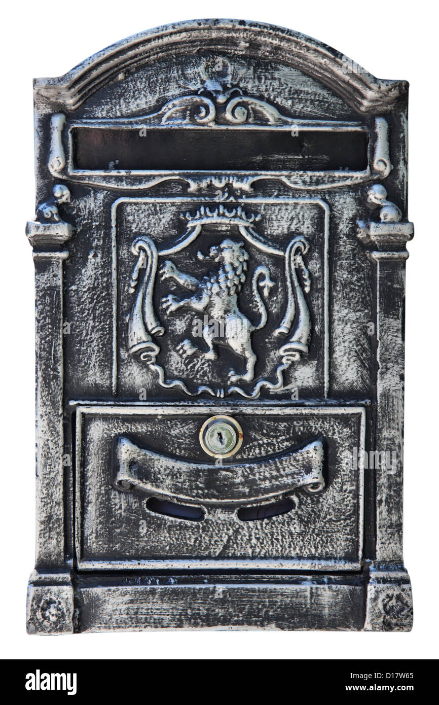 Old mailbox isolated on white background Stock Photo - Alamy