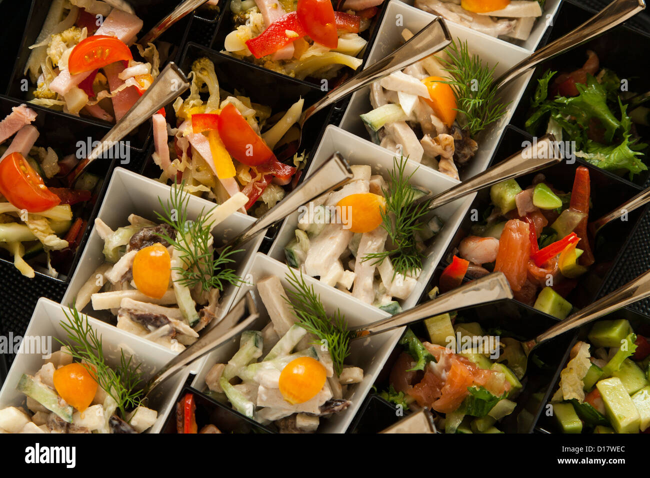 salad in mini box with spoon for holiday party Stock Photo - Alamy