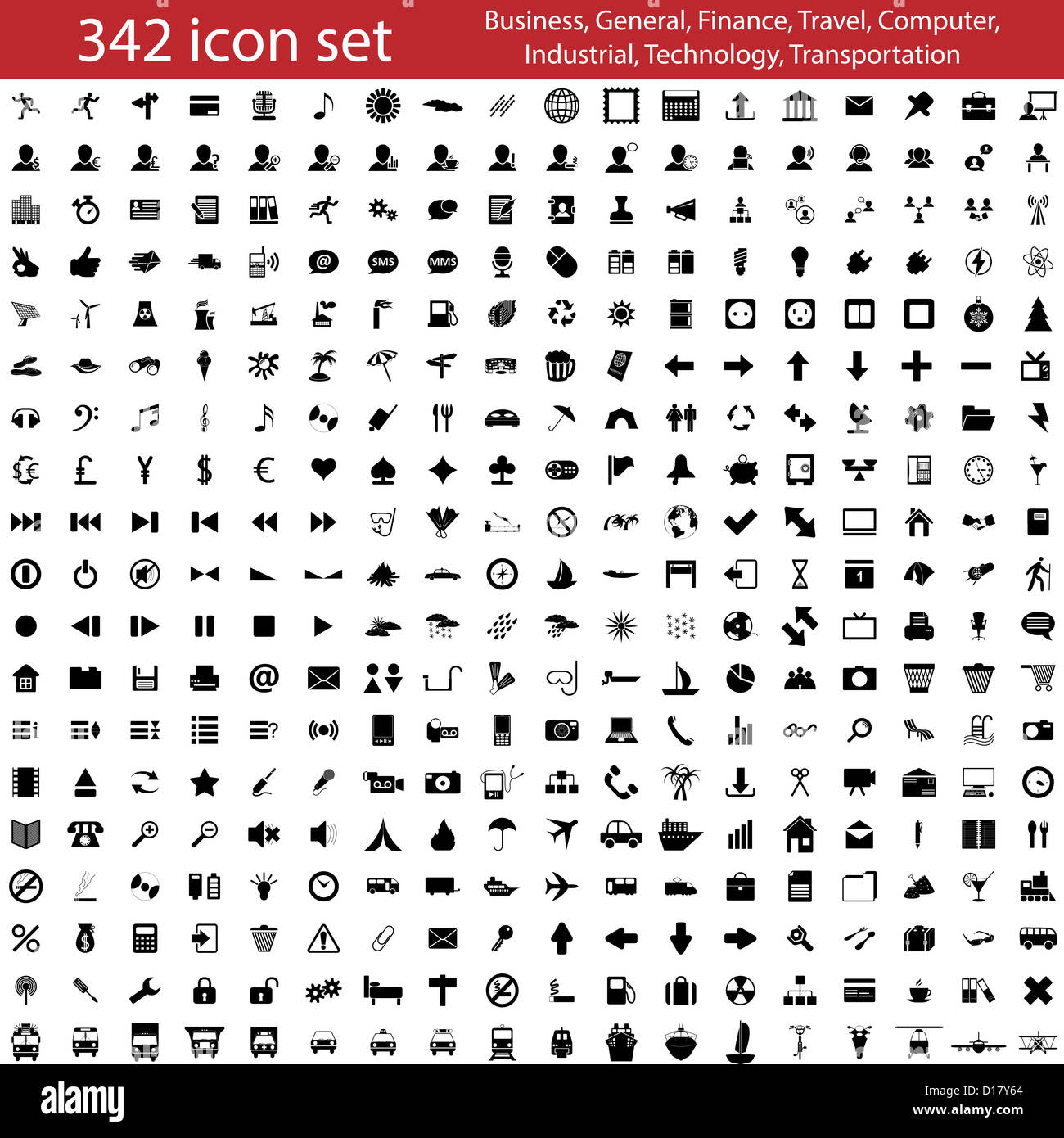 Biggest collection of different icons. Vector illustration Stock Photo ...