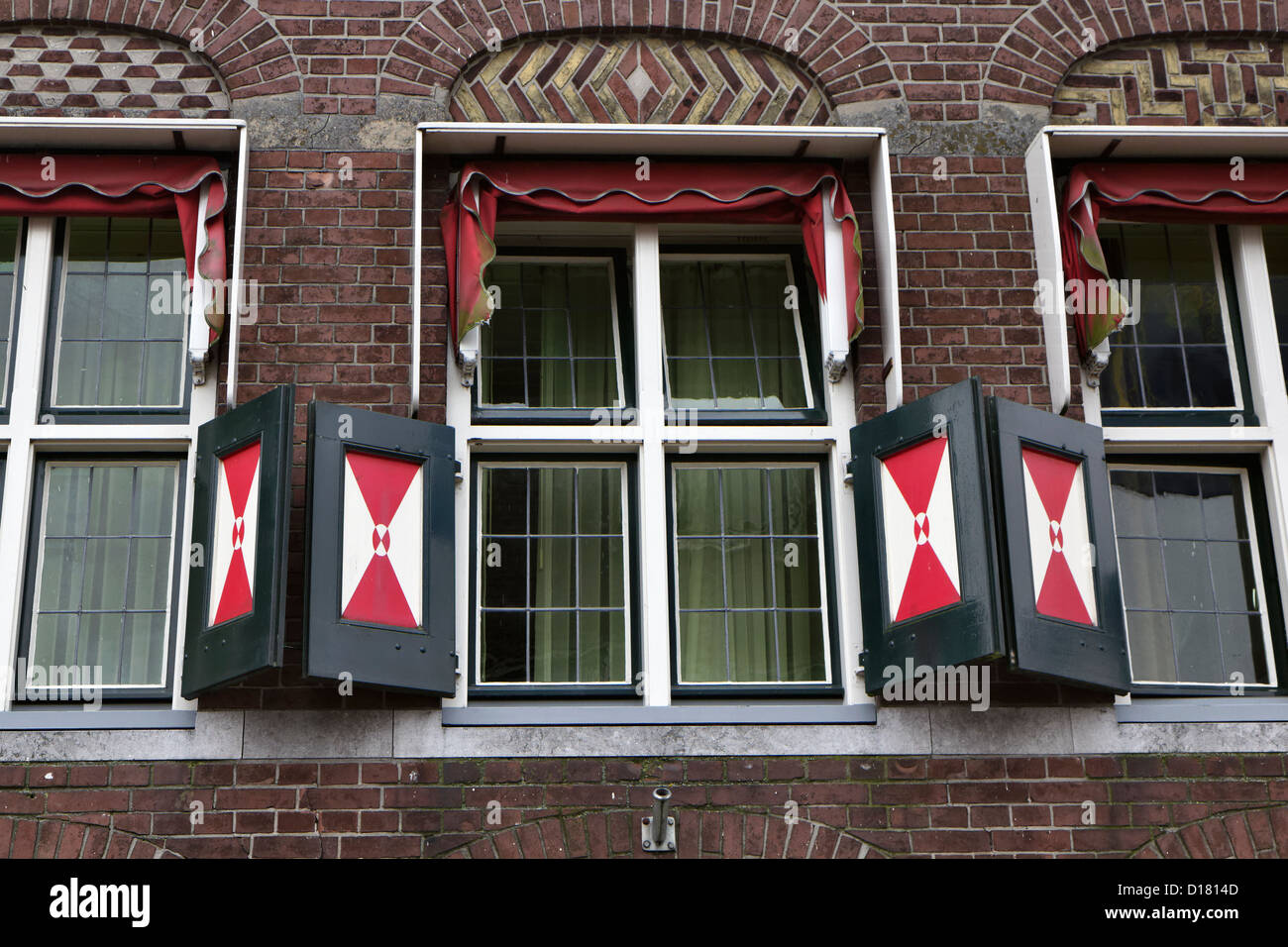 Holland, Volendam village (Amsterdam), old stone house facade and ...