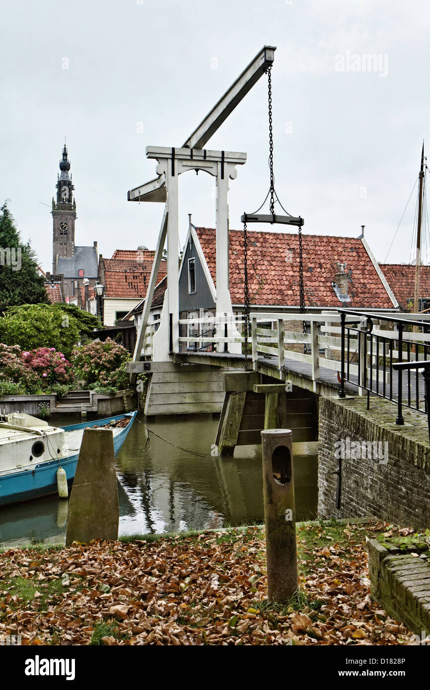 Holland, Edam village (Amsterdam), old mobile bridge Stock Photo - Alamy