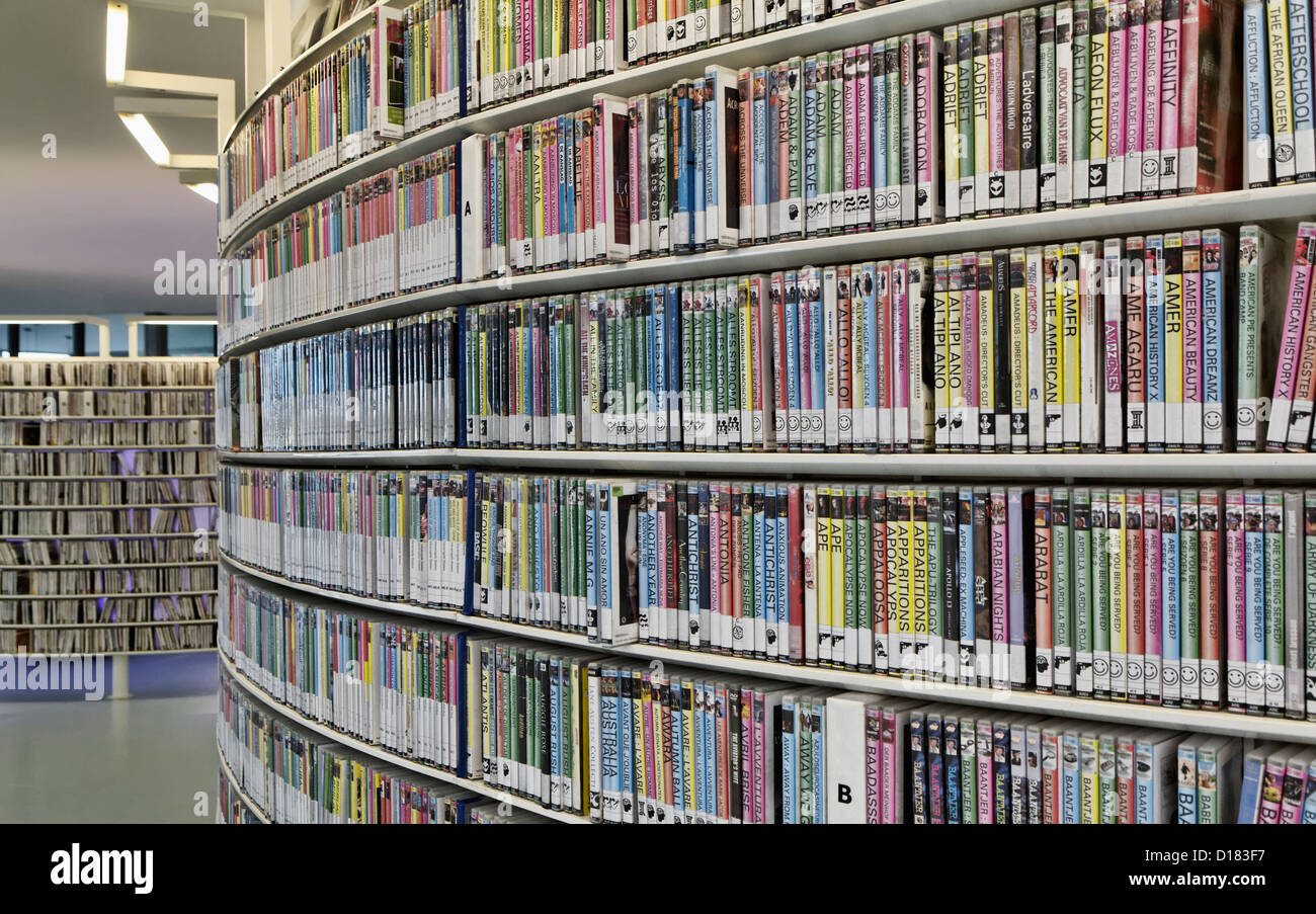 Holland, Amsterdam, movies collection in a public biblioteque Stock ...