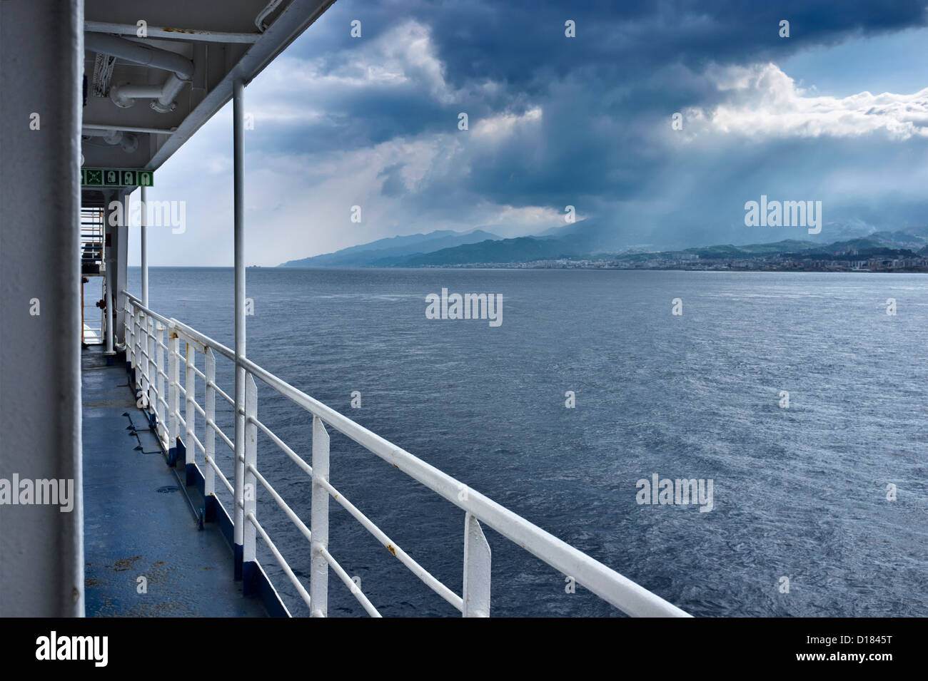 Italy, Sicily, Sicily Channel, view of Messina and the sicilian ...