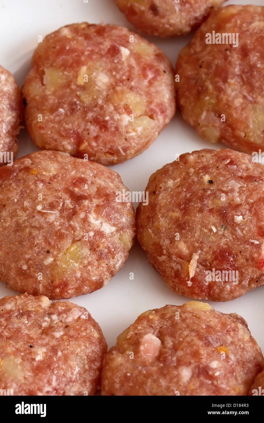 Food, uncooked italian meatballs Stock Photo - Alamy