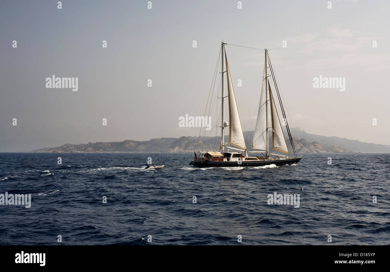 France, Corsica, north western coast, sailing boat, ketch Stock Photo ...