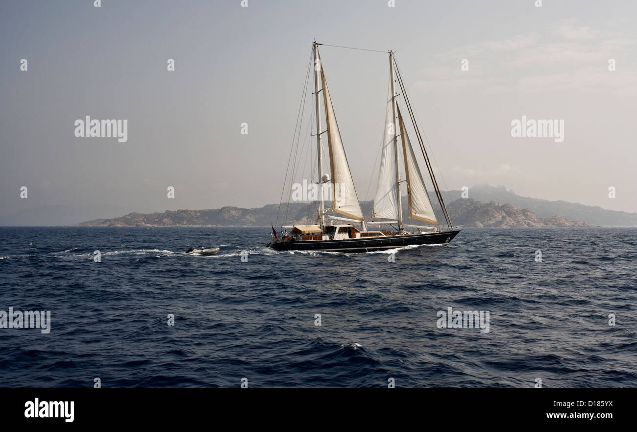 France, Corsica, north western coast, sailing boat, ketch Stock Photo ...