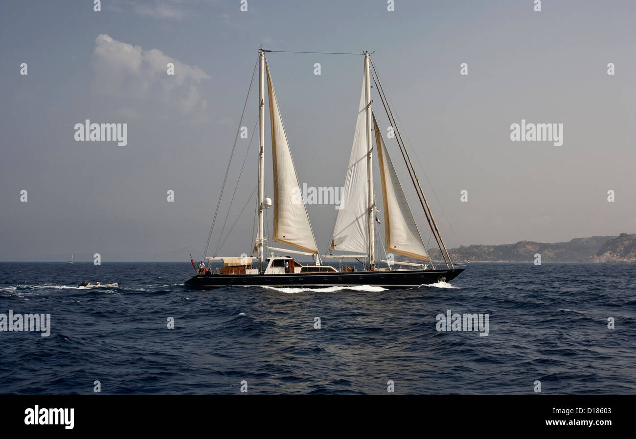 France, Corsica, north western coast, sailing boat, ketch Stock Photo ...