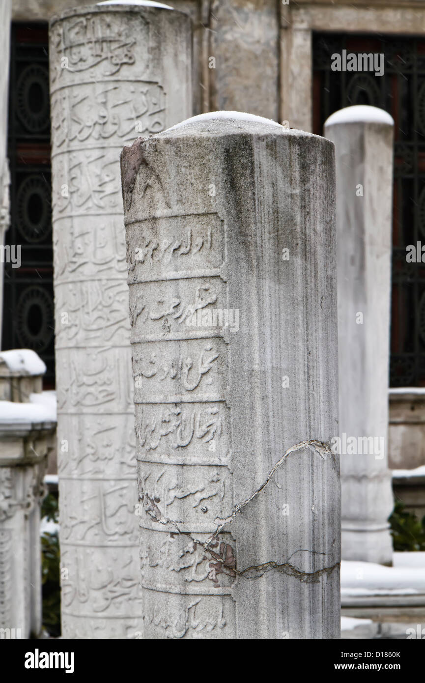 Turkey, Istanbul, old turkish stone graves covered with snow Stock ...