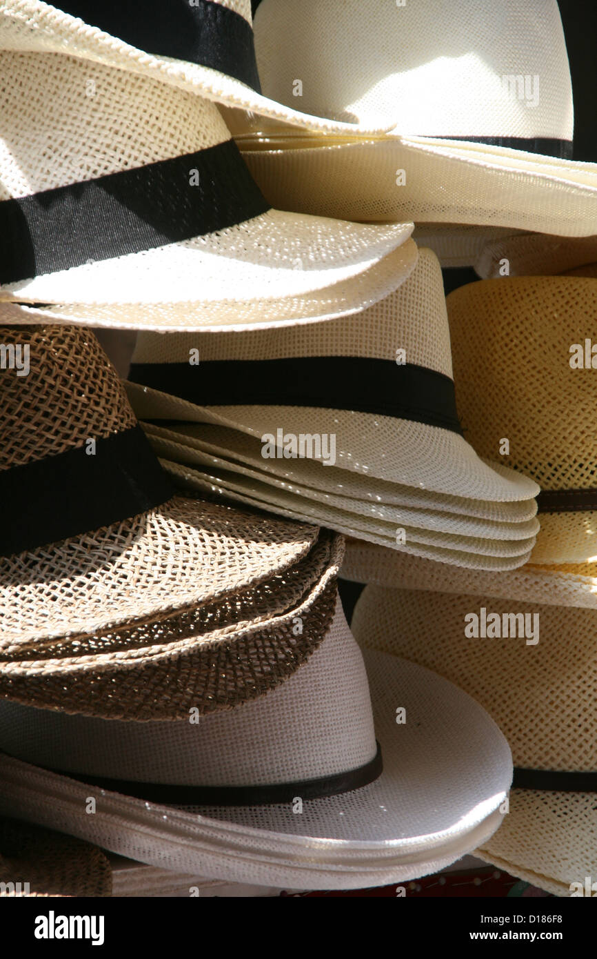 hats for sale on market stall stand in rome italy Stock Photo - Alamy