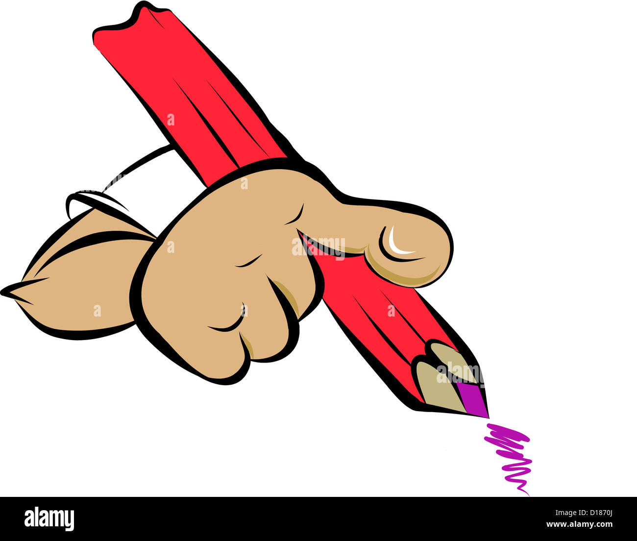 color illustration of pencil in persons hand drawing Stock Photo - Alamy