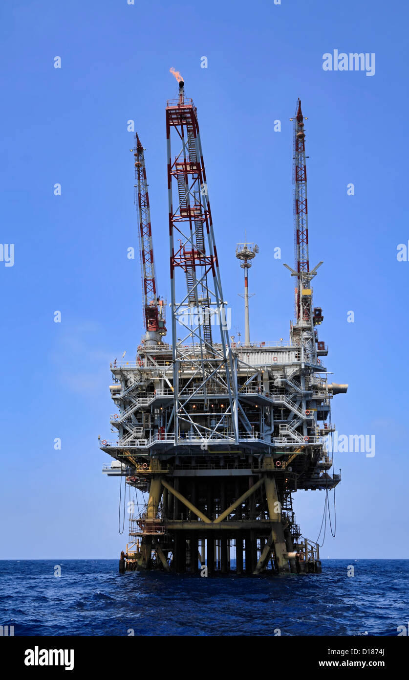 Italy, Sicily, Mediterranean Sea, Sicily Channel, offshore oil platform ...