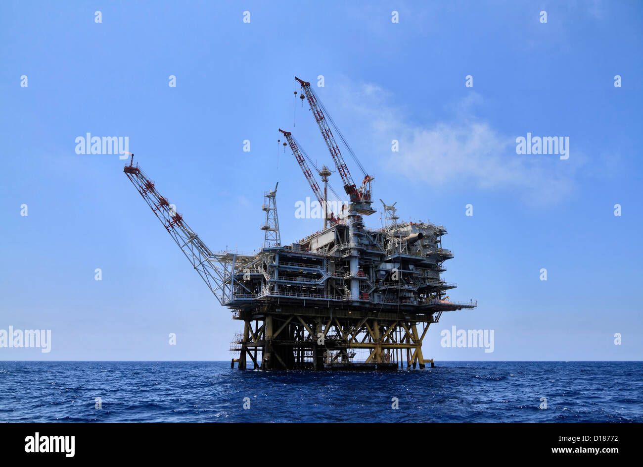 Italy, Sicily, Mediterranean Sea, Sicily Channel, offshore oil platform ...