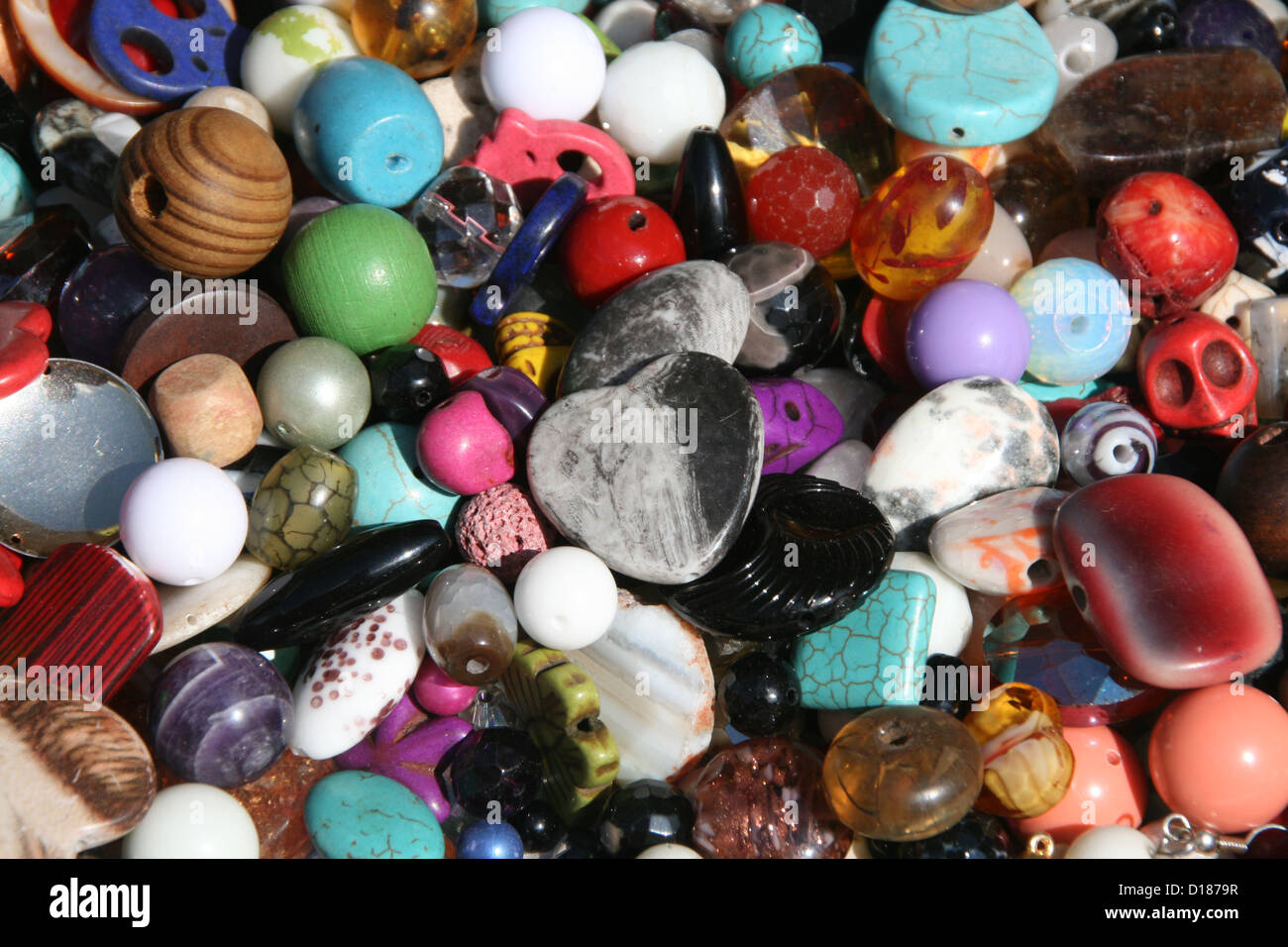 selection of colourful stones and beads on market stall stand Stock ...