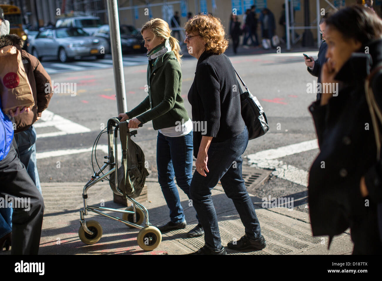Pedestrians walk on Court Street in downtown Brooklyn, New York Stock ...