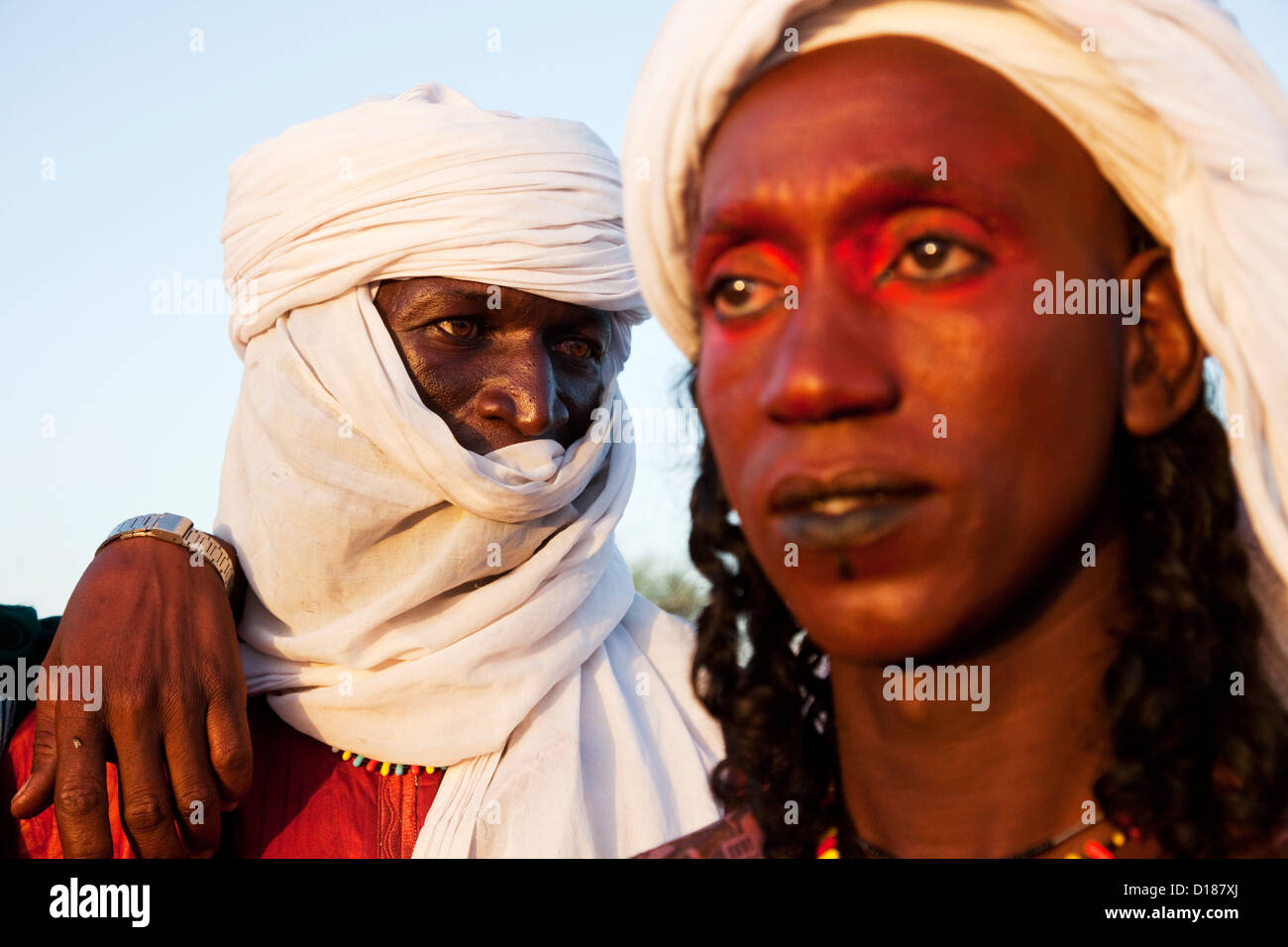 Wodaabe men during Gerewol nomad festival in Niger, Africa Stock Photo ...