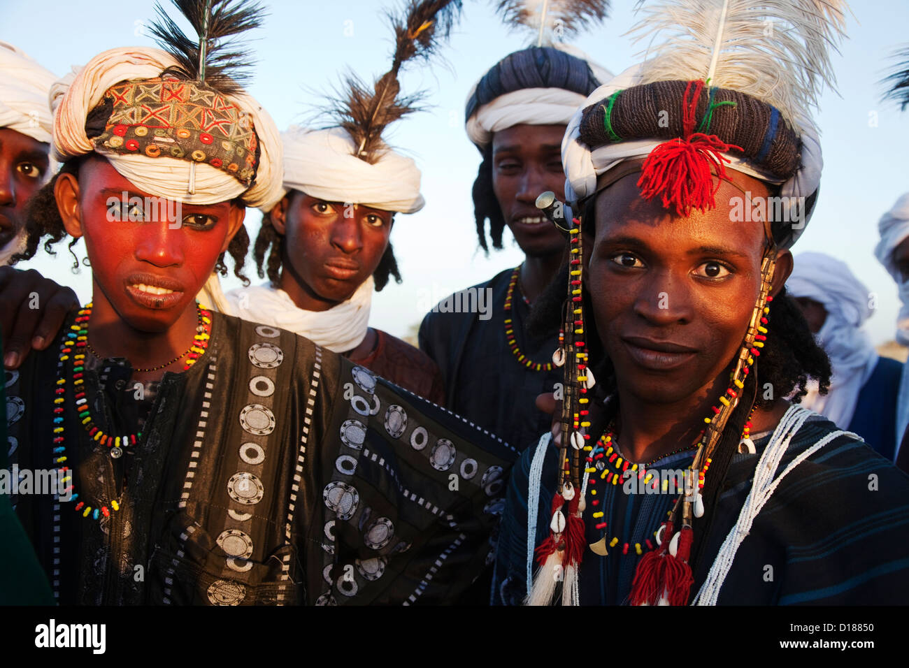 Young Wodaabe nomads during Gerewol festival in Niger, Africa Stock ...