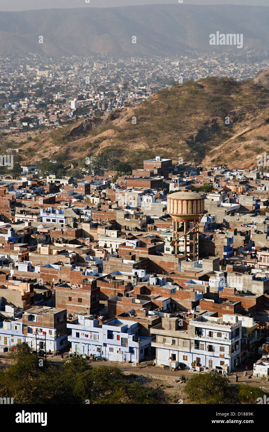India, Rajasthan, Jaipur, panoramic view of the city from the Sun ...
