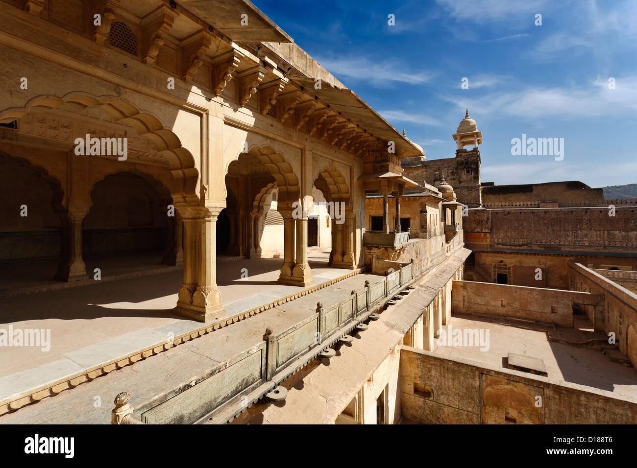 India, Rajasthan, Jaipur, the Amber Fort, view of the Amber Fort Palace ...