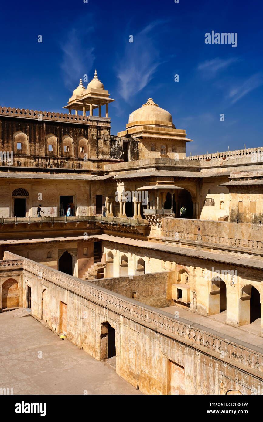 India, Rajasthan, Jaipur, the Amber Fort, view of the Amber Fort Palace ...