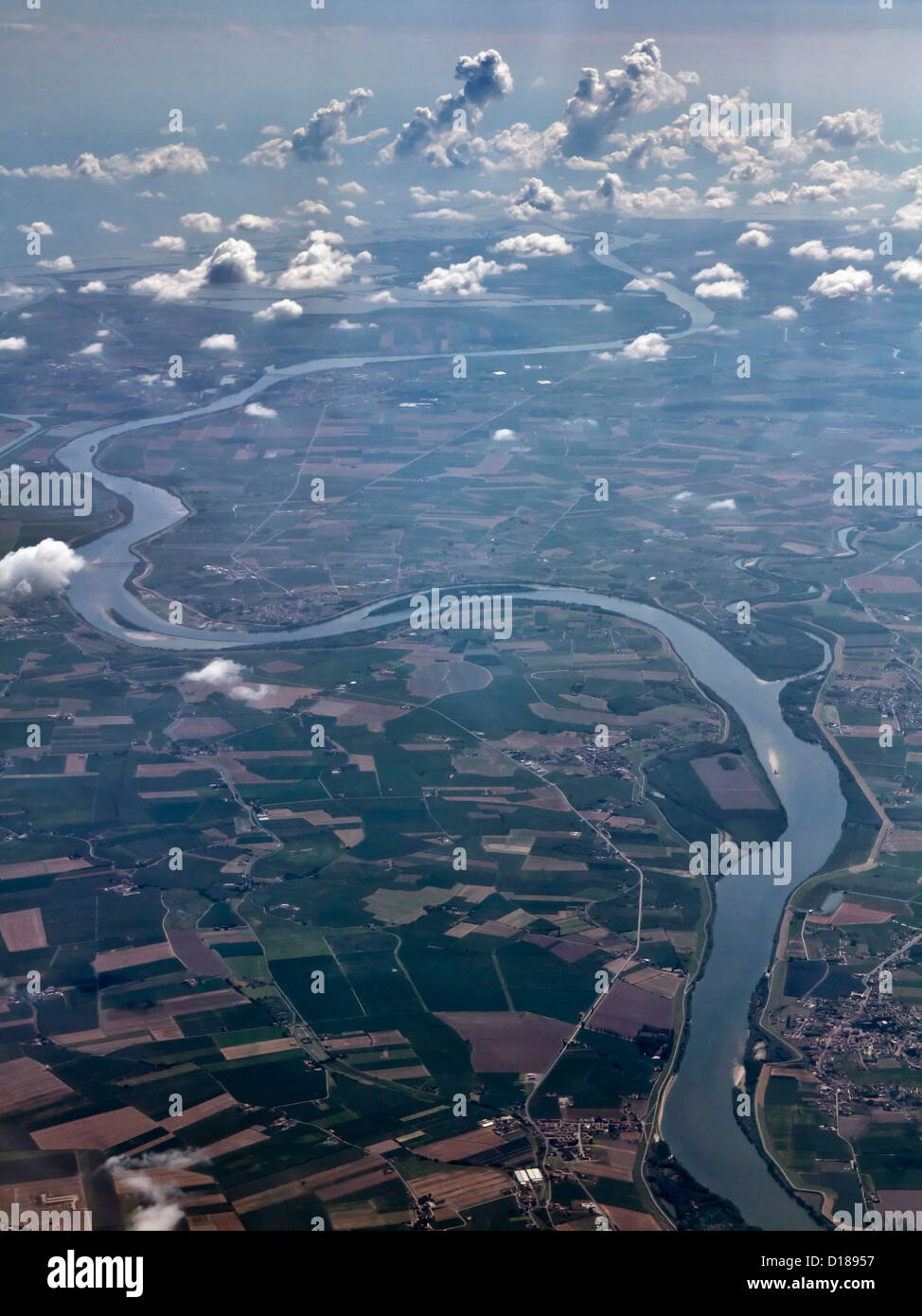 Italy, countryside, Po river, aerial view Stock Photo - Alamy