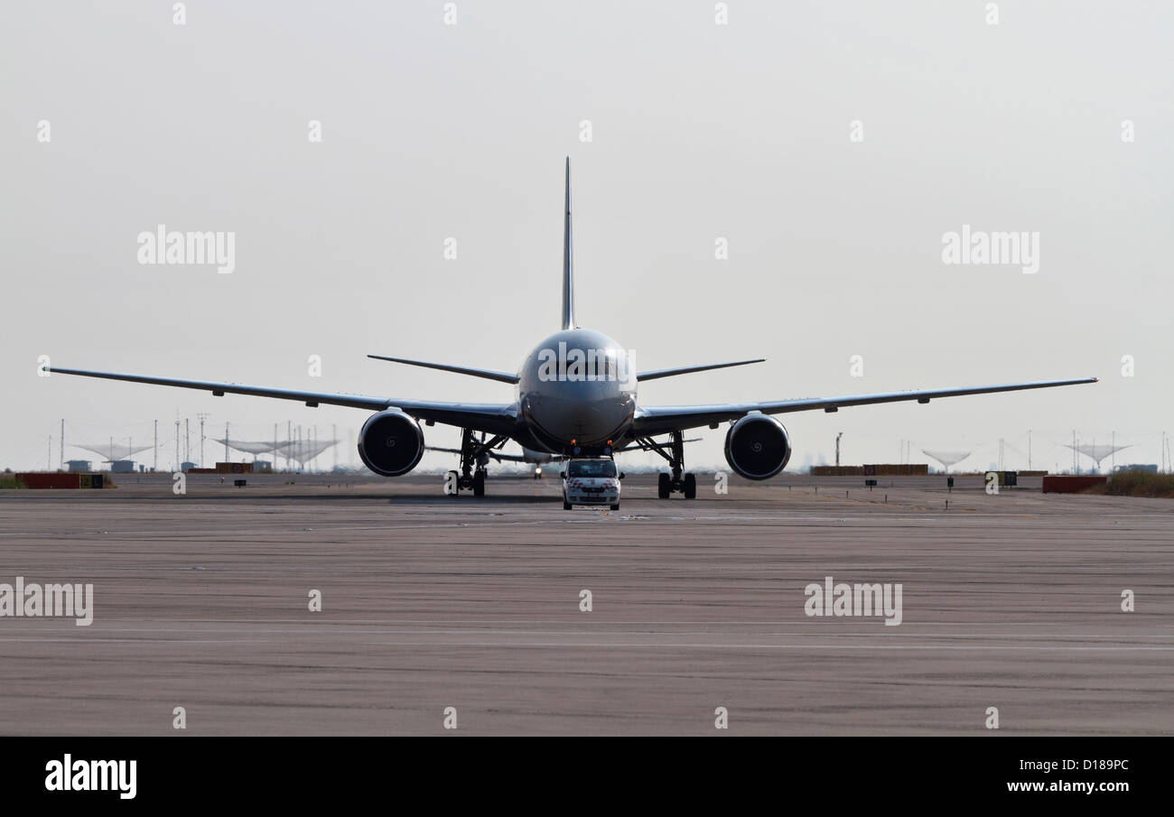 Italy, Venice International Airport, aircraft ready for take off on the ...