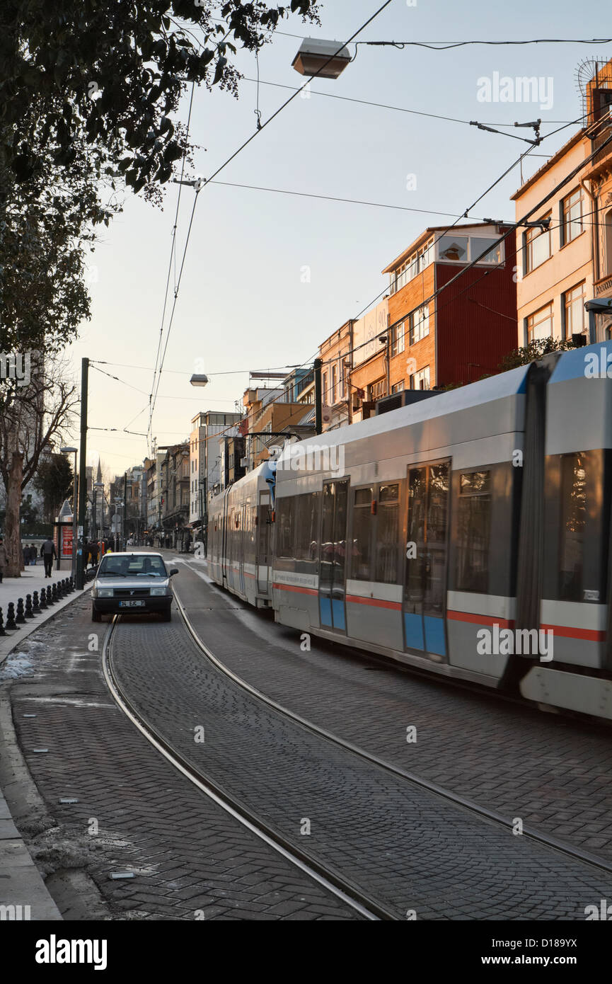 Turkey, Istanbul, the tram railway downtown at sunset Stock Photo - Alamy