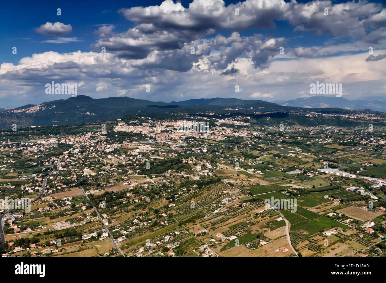 Italy. Lazio, aerial view of Frascati (roman castles, Rome Stock Photo ...