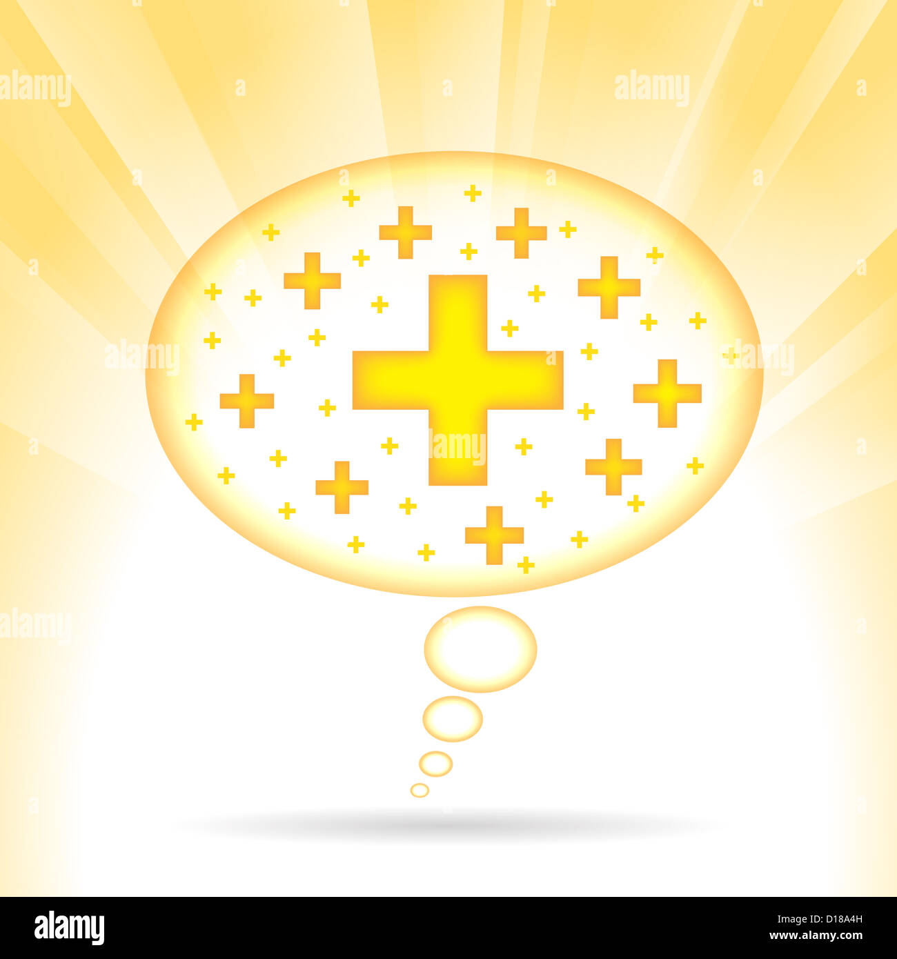 Vector illustration of a thought bubble with positive signs Stock Photo ...