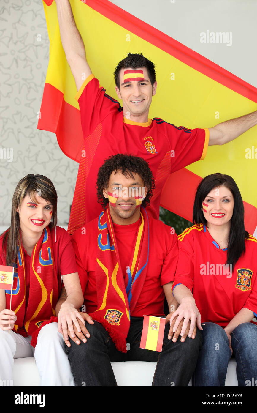 Spanish soccer fans Stock Photo - Alamy