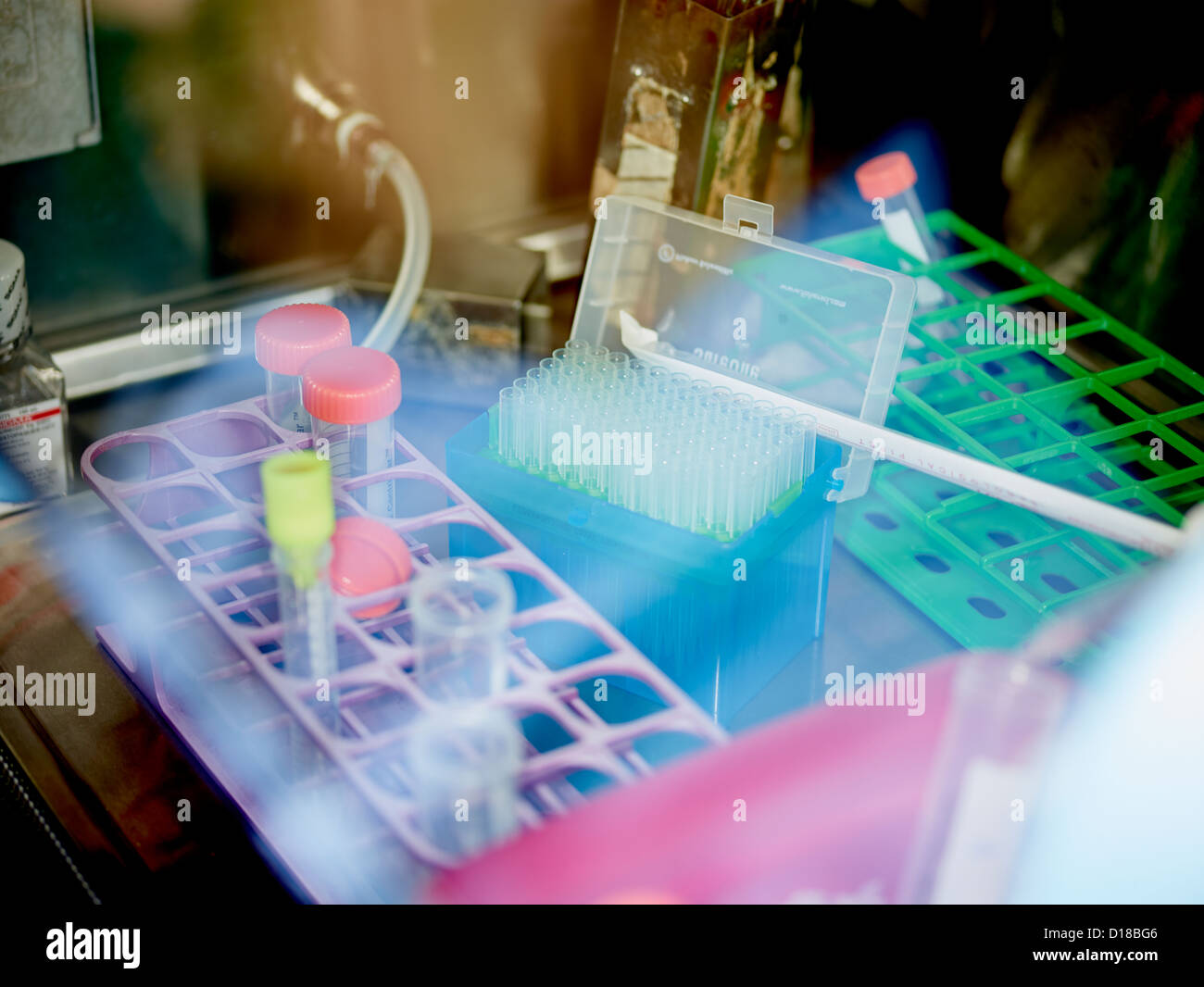 A science laboratory conducting various experiments with test tubes and ...